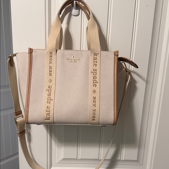 kate spade | Bags | Kate Spade Beige And Brown Tote Bag | Poshmark